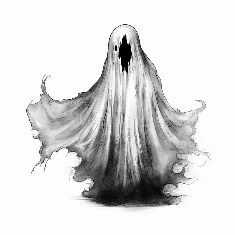 Scary Hand-Drawn Ghost stock illustration. Illustration of frightfest ...