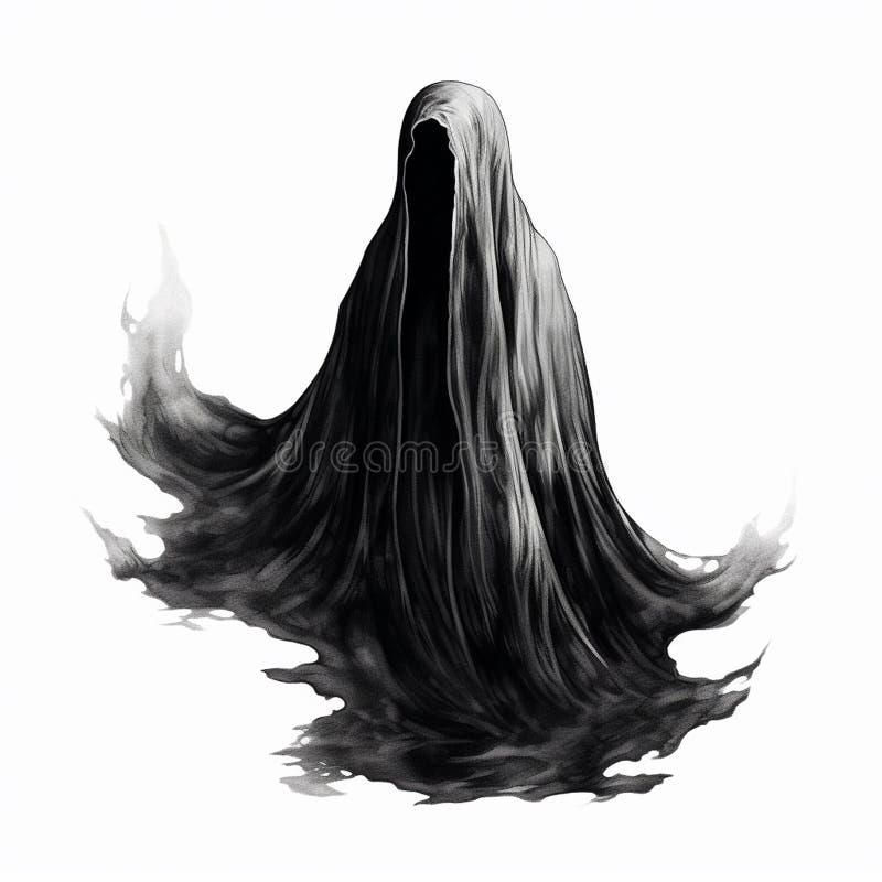 Scary Hand-Drawn Ghost with Long Arms and Legs Stock Illustration ...