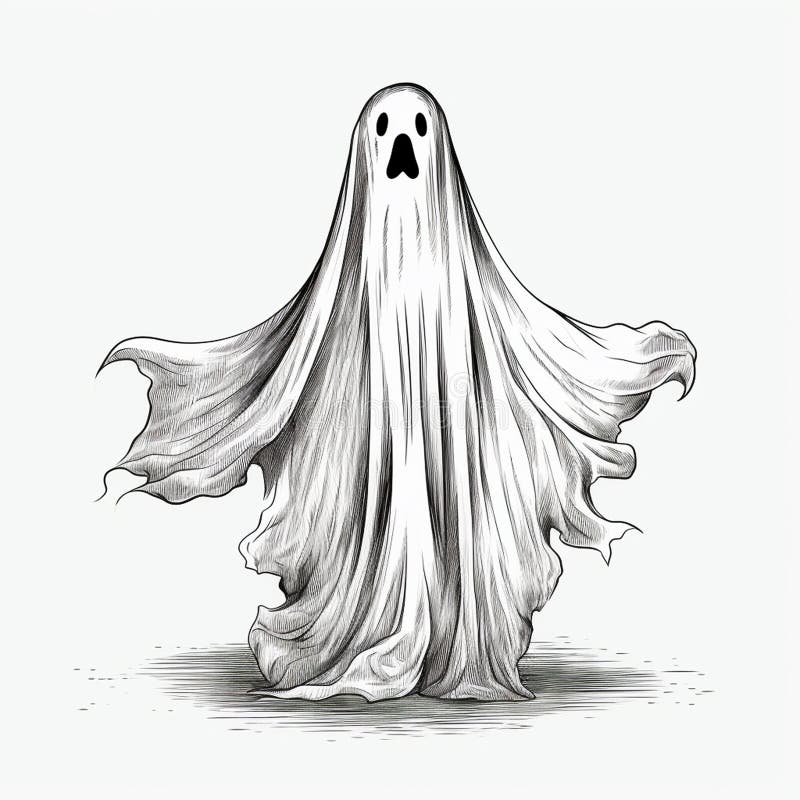 Scary Hand-Drawn Wraith stock illustration. Illustration of horror ...