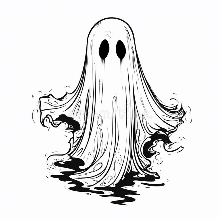 Scary Hand-Drawn Wraith stock illustration. Illustration of ghostly ...