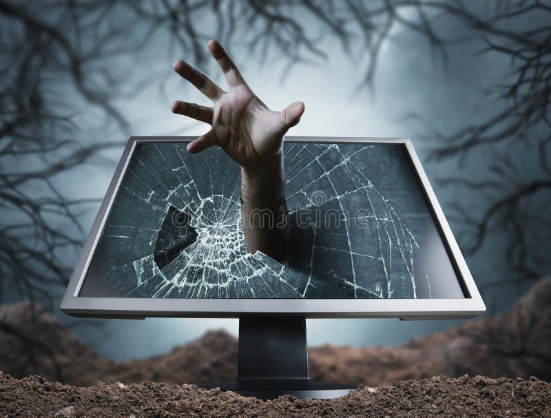 Scary Hand Sticks from Computer Stock Image - Image of digital, hand ...