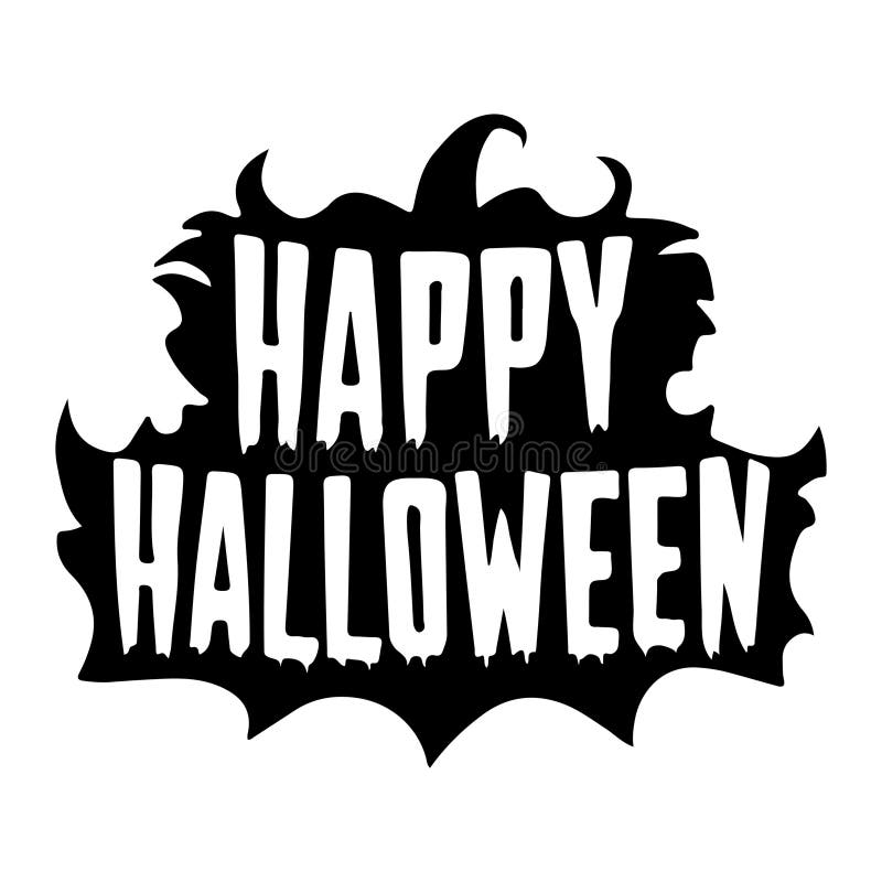 Scary Happy Halloween Typography Silhouette Vector Stock Vector ...