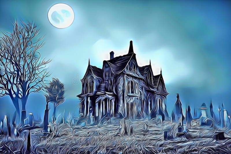 Scary House at Night - Art Collection Stock Photo - Image of figure ...