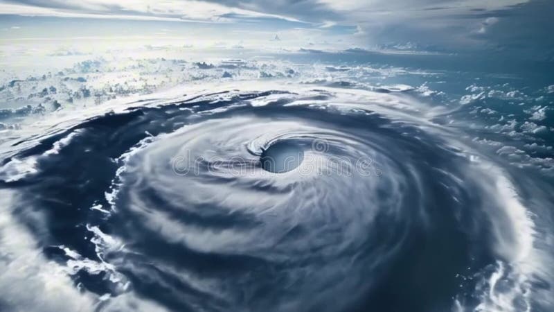 Scary Huge Hurricane Typhoon Over Ocean, Apocalyptic Dramatic Color ...