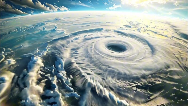 Scary Huge Hurricane Typhoon Over Ocean, Apocalyptic Dramatic Color ...