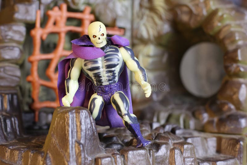 Scary Human Skeleton Wearing a Purple Robe Stock Image - Image of ...