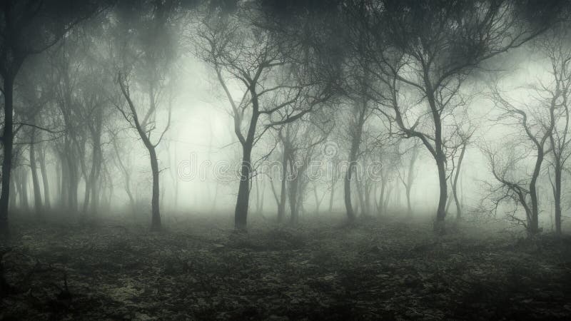 The Scary Inside in the Fog 3d-rendering Stock Illustration ...