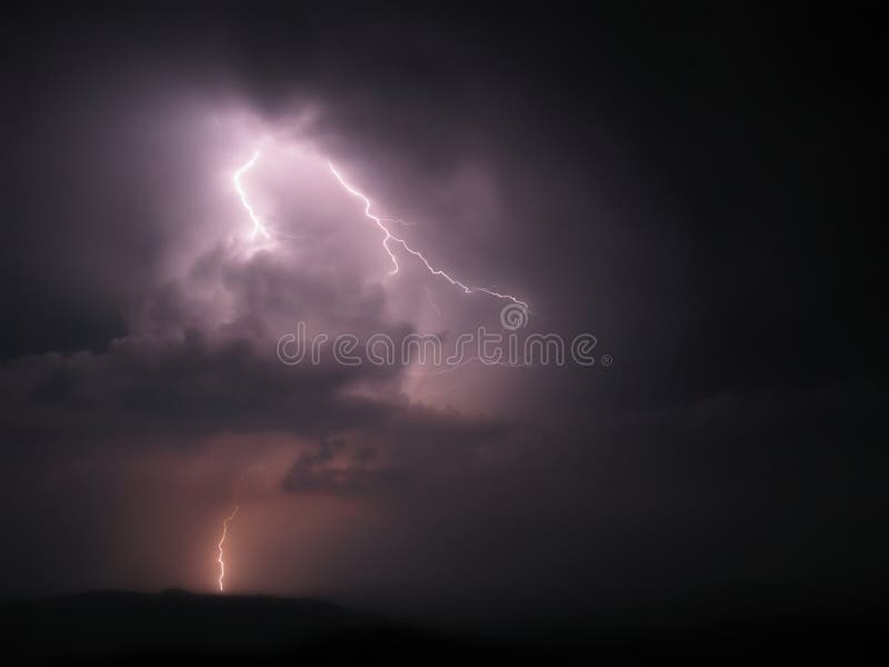 Scary Lightning Bolt into the Night on Storm Stock Image - Image of ...