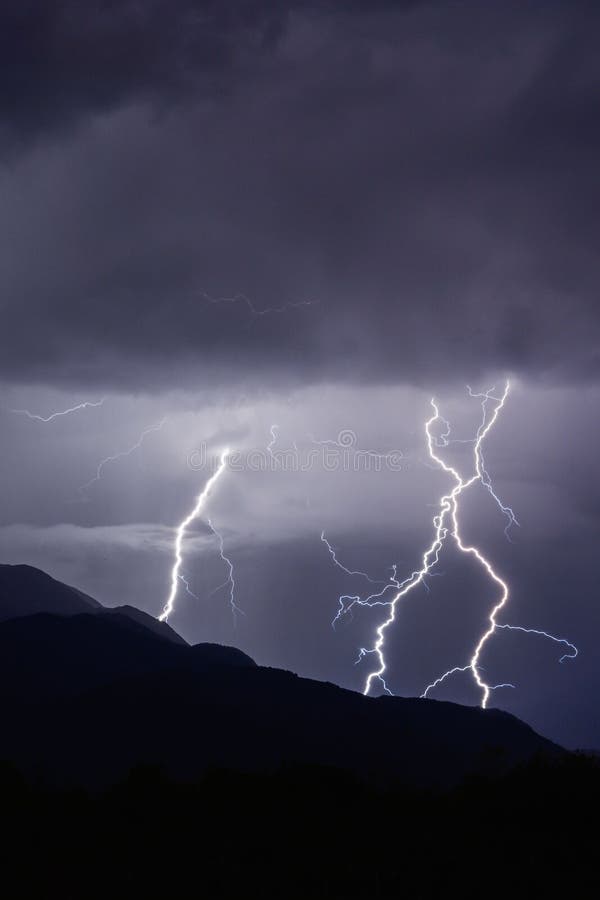 Scary Lightning with a Dark Clouds Stock Image - Image of background ...