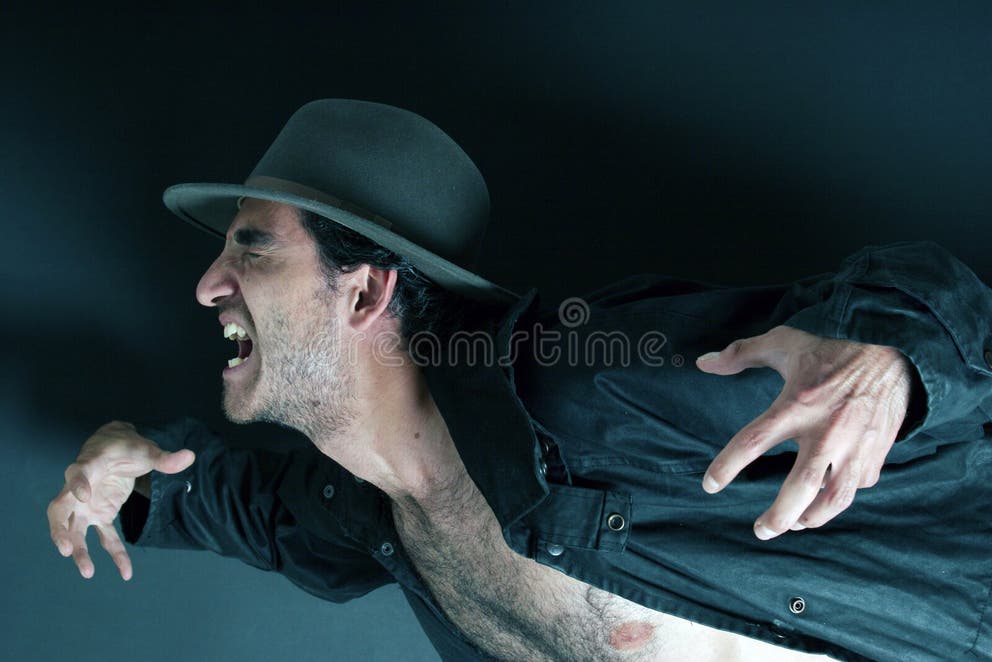 Scary man with hat stock photo. Image of black, dark, horror - 1776176