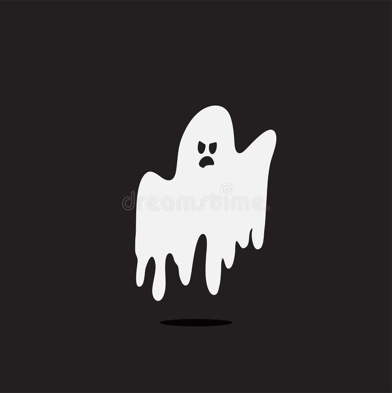 Scary and Mean Halloween Ghost on the Black Background. Vector ...
