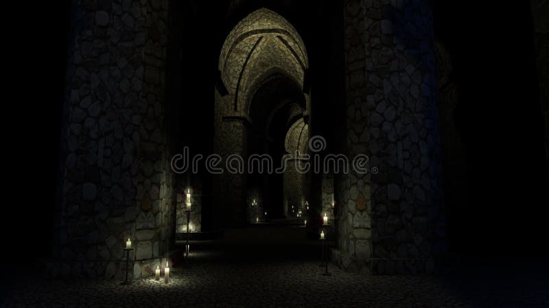Scary Medieval Church at Night. 3d Rendering. Stock Footage - Video of ...