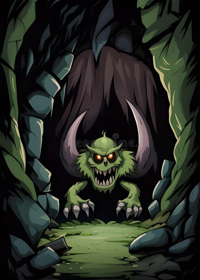 Scary Cave with a Predatory Animal. Stock Vector - Illustration of game ...