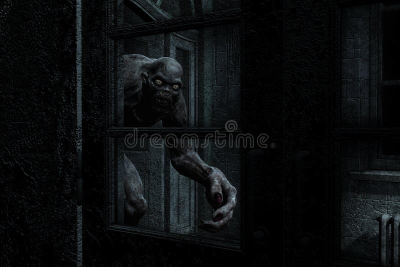 Scary Monster Come Out from the Dark Stock Illustration - Illustration ...