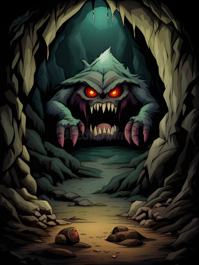 Dark Cave with Ice in the Winter Night, Ai Generated Stock Illustration ...