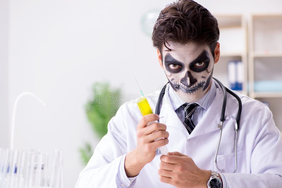 The Scary Monster Doctor Working in Lab Stock Photo - Image of ...