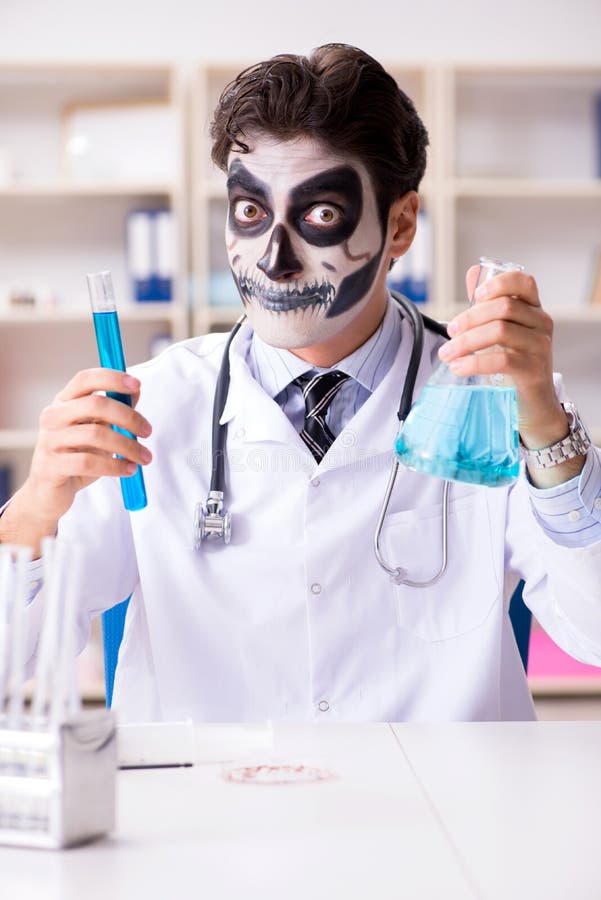 The Scary Monster Doctor Working in Lab Stock Image - Image of doctor ...
