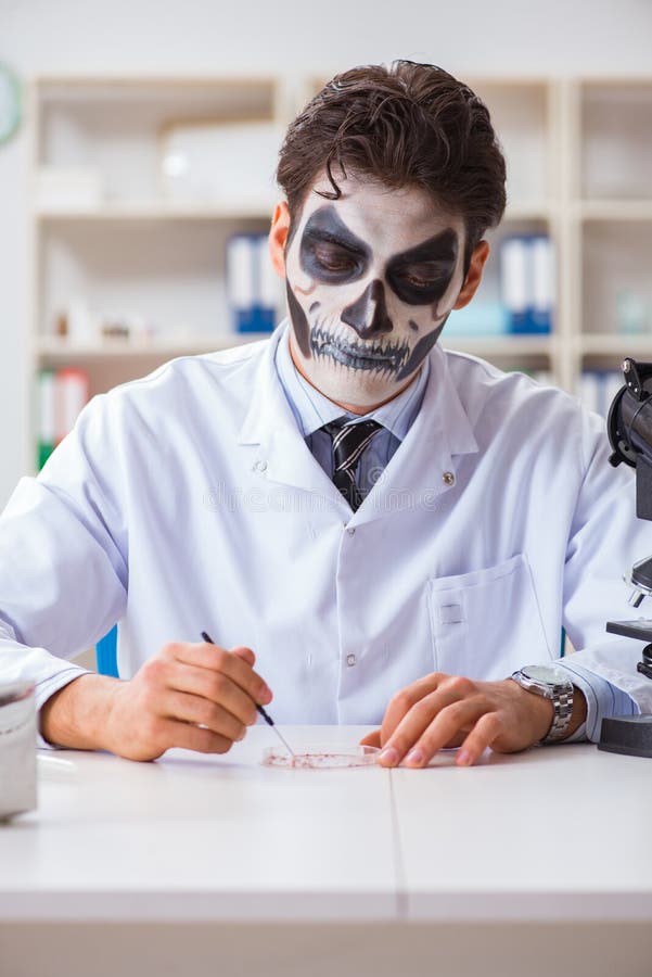 The Scary Monster Doctor Working in Lab Stock Image - Image of ...