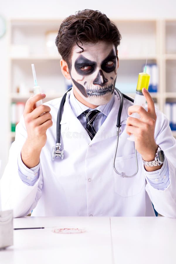 The Scary Monster Doctor Working in Lab Stock Photo - Image of business ...