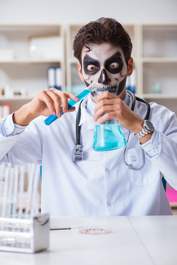 The Scary Monster Doctor Working in Lab Stock Image - Image of liquid ...