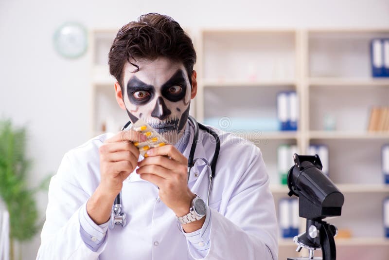 The Scary Monster Doctor Working in Lab Stock Image - Image of care ...