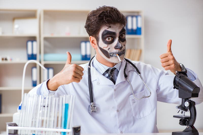 The Scary Monster Doctor Working in Lab Stock Photo - Image of horror ...