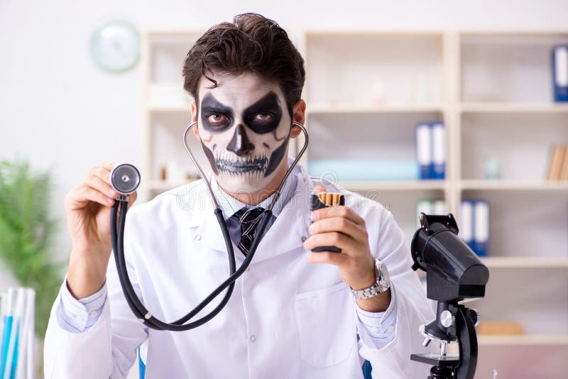 The Scary Monster Doctor Working in Lab Stock Image - Image of addict ...