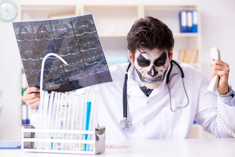The Scary Monster Doctor Working in Lab Stock Photo - Image of mask ...
