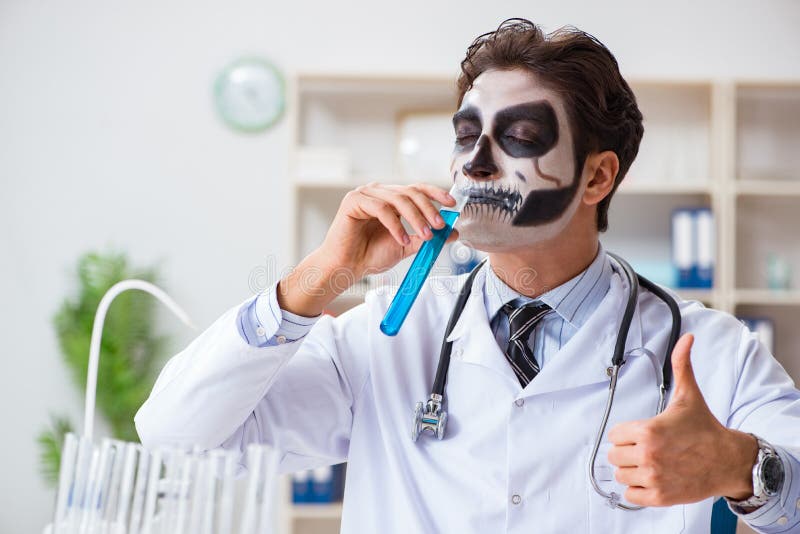 The Scary Monster Doctor Working in Lab Stock Photo - Image of ...