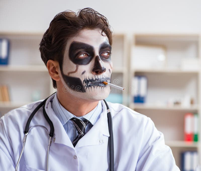 Scary Monster Doctor Working in Lab Stock Photo - Image of cigarettes ...