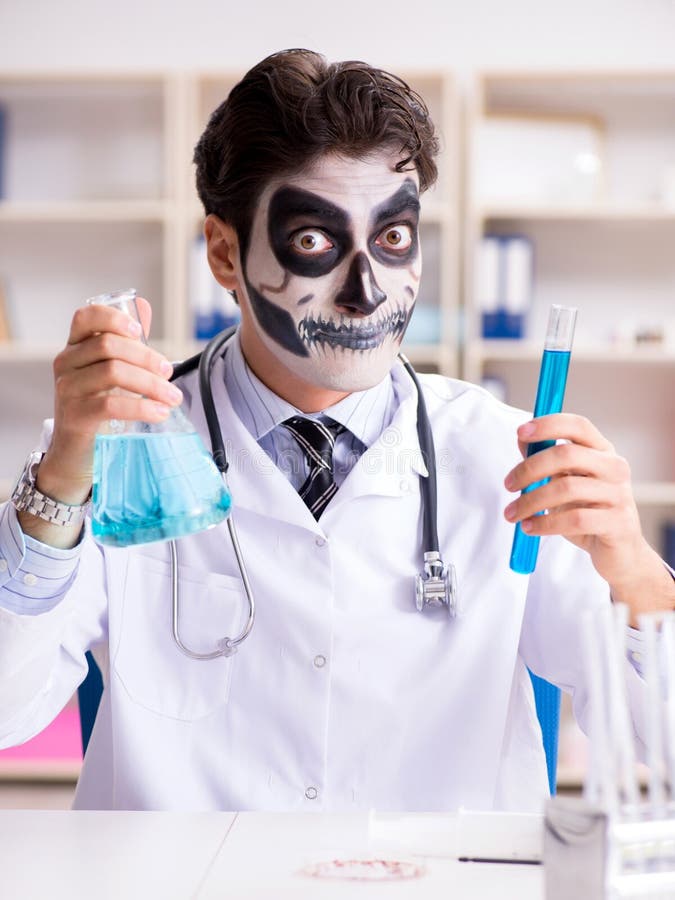 Scary Monster Doctor Working in Lab Stock Image - Image of liquid ...