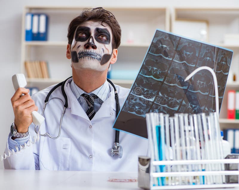 Scary Monster Doctor Working in Lab Stock Image - Image of malicious ...