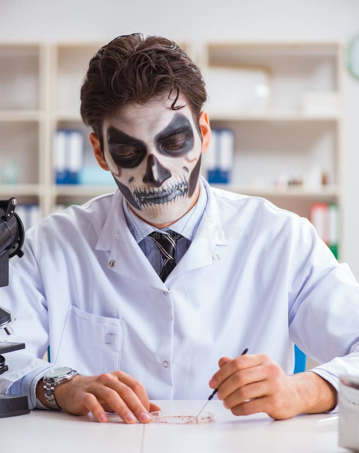 Scary Monster Doctor Working in Lab Stock Image - Image of humor, demon ...