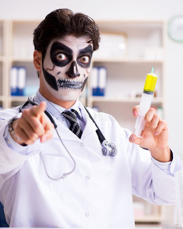 Scary Monster Doctor Working in Lab Stock Image - Image of facepaint ...