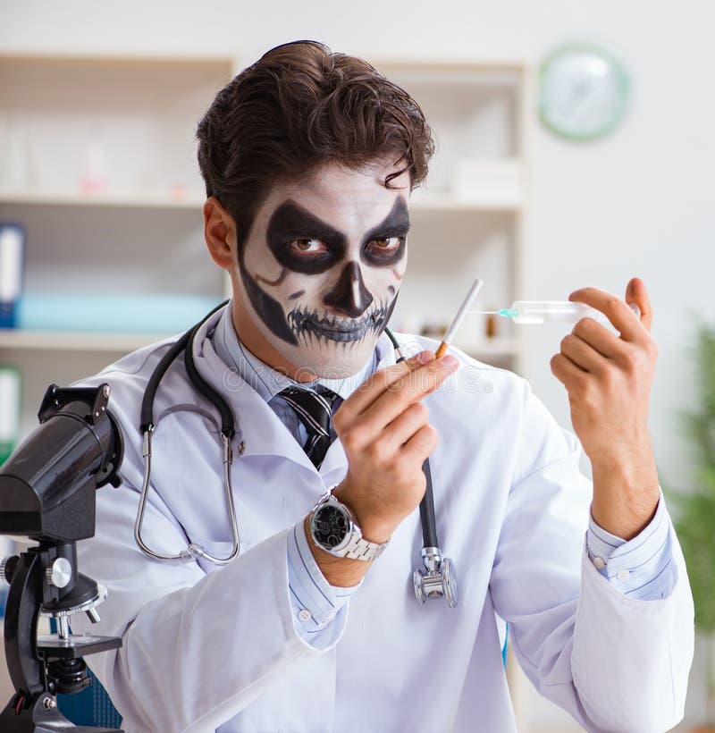 Scary Monster Doctor Working in Lab Stock Image - Image of healthy ...