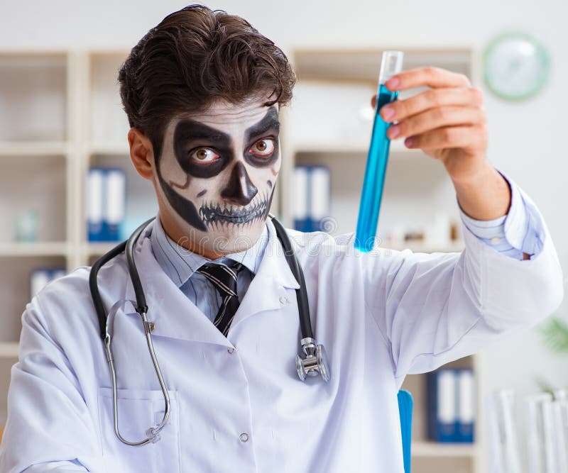 Scary Monster Doctor Working in Lab Stock Image - Image of horror ...