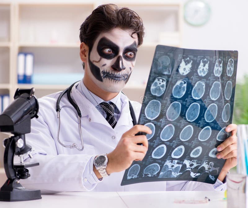 Scary Monster Doctor Working in Lab Stock Photo - Image of mask, horror ...