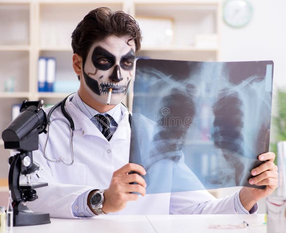 Scary Monster Doctor Working in Lab Stock Photo - Image of devil, evil ...