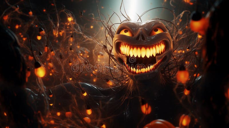 A Scary Monster with Glowing Teeth. Stock Illustration - Illustration ...