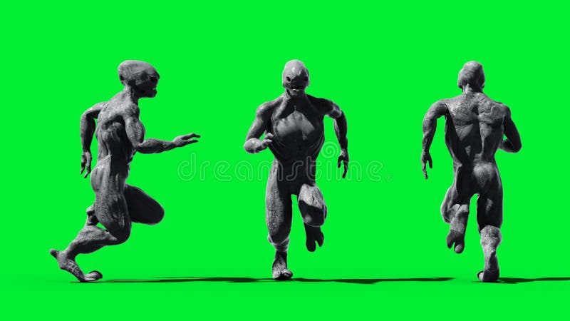 Scary Monster Isolate on Green Screen. 3d Rendering. Stock Illustration ...