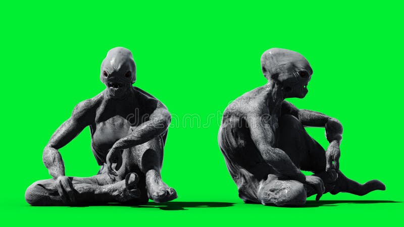 Scary Monster Isolate on Green Screen. 3d Rendering. Stock Illustration ...