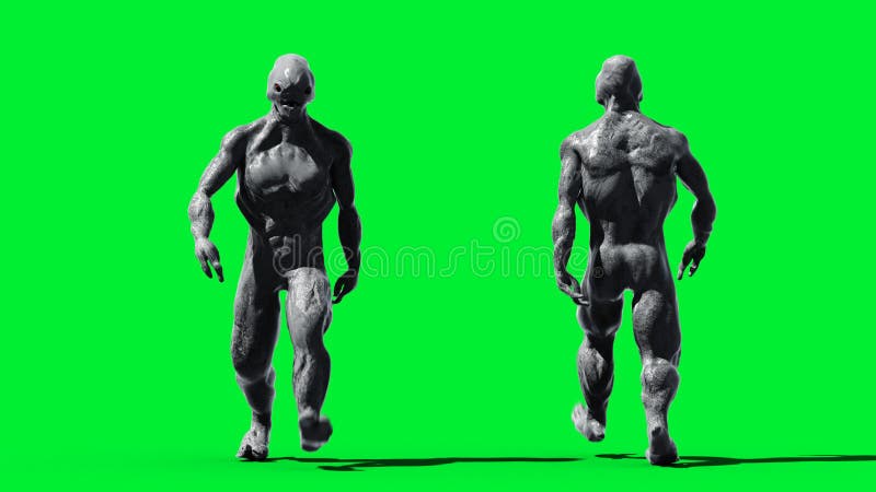 Scary Monster Isolate on Green Screen. 3d Rendering. Stock Illustration ...