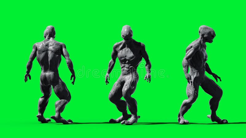 Scary Monster Isolate on Green Screen. 3d Rendering. Stock Illustration ...