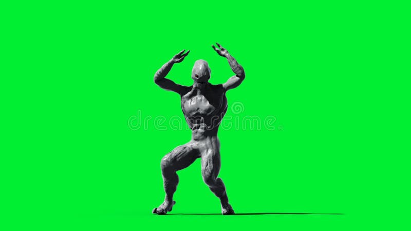 Scary Monster Isolate on Green Screen. 3d Rendering. Stock Illustration ...