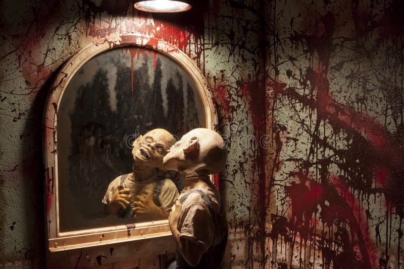 Scary monster in mirror stock photo. Image of demonic - 27081064
