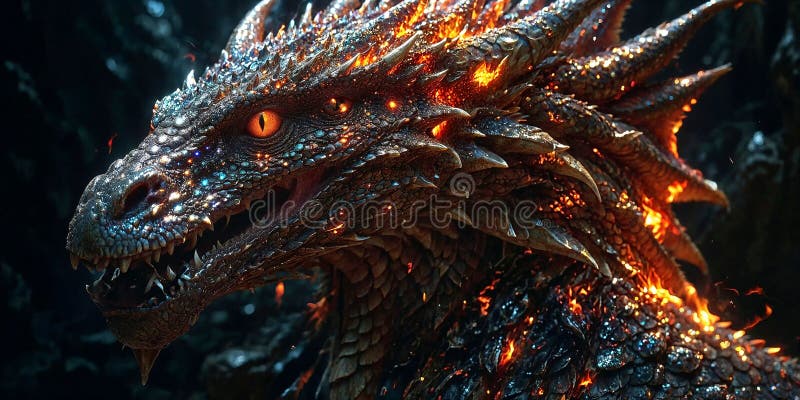 A Scary Mythological Dragon in the Cave Stock Image - Image of graphic ...