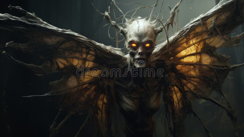 Scary Nightmare Creature with Butterfly: a Creepy Encounter Stock ...