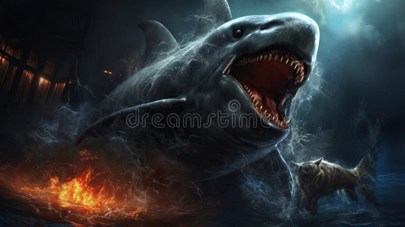 Scary Nightmare Creature with Dolphin: a Terrifying Encounter Stock ...