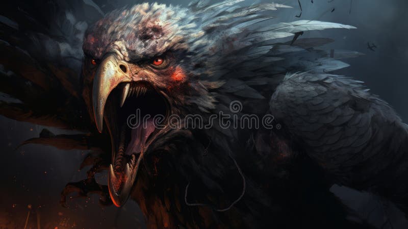 Scary Nightmare Creature with Eagle - a Creepy Encounter Stock ...