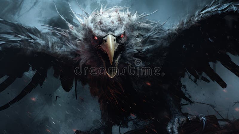Scary Nightmare Creature with Eagle - a Creepy Encounter Stock ...
